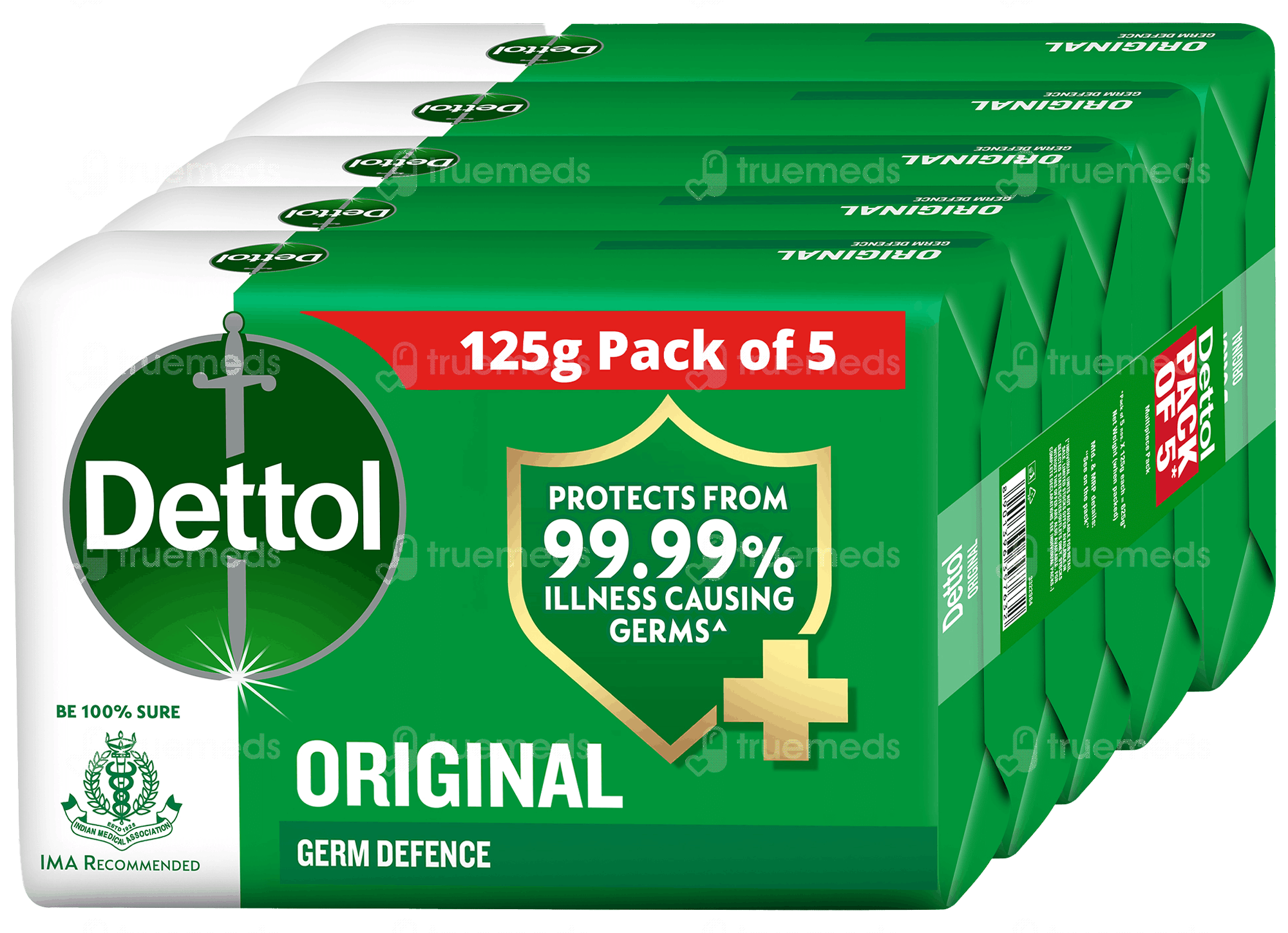 Buy Dettol Original Soap (125 GM Each) Pack Of 5 Online at Truemeds