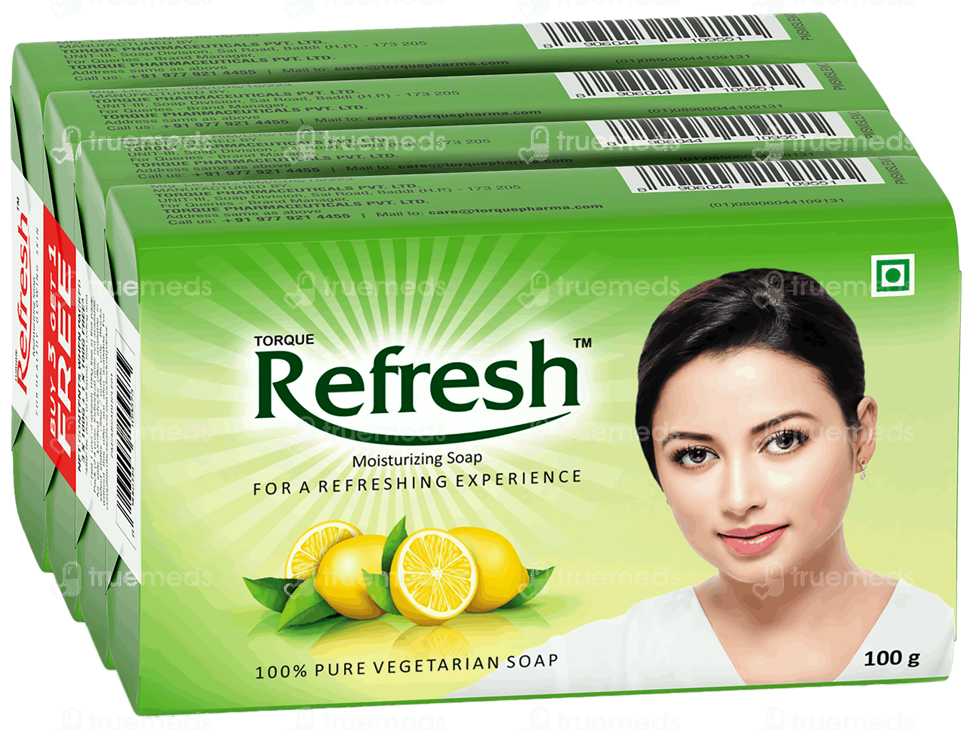 Torque Refresh Moisturizing For A Refreshing Experience 100gm Pack Of 4 Soap - Uses, Side ...