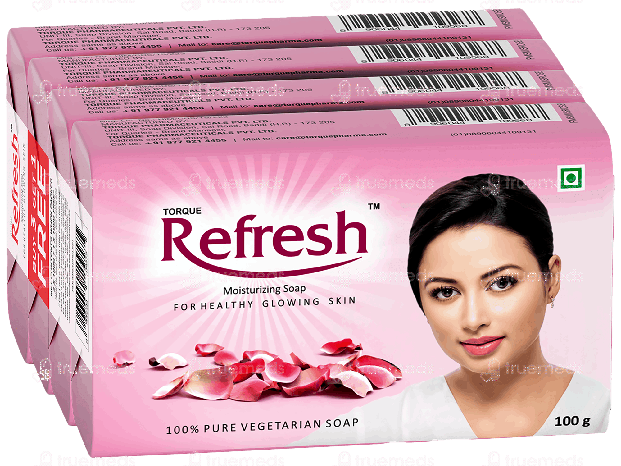 Torque Refresh Moisturizing For Healthy Glowing Skin 100gm Pack Of 4 Soap - Uses, Side Effects ...