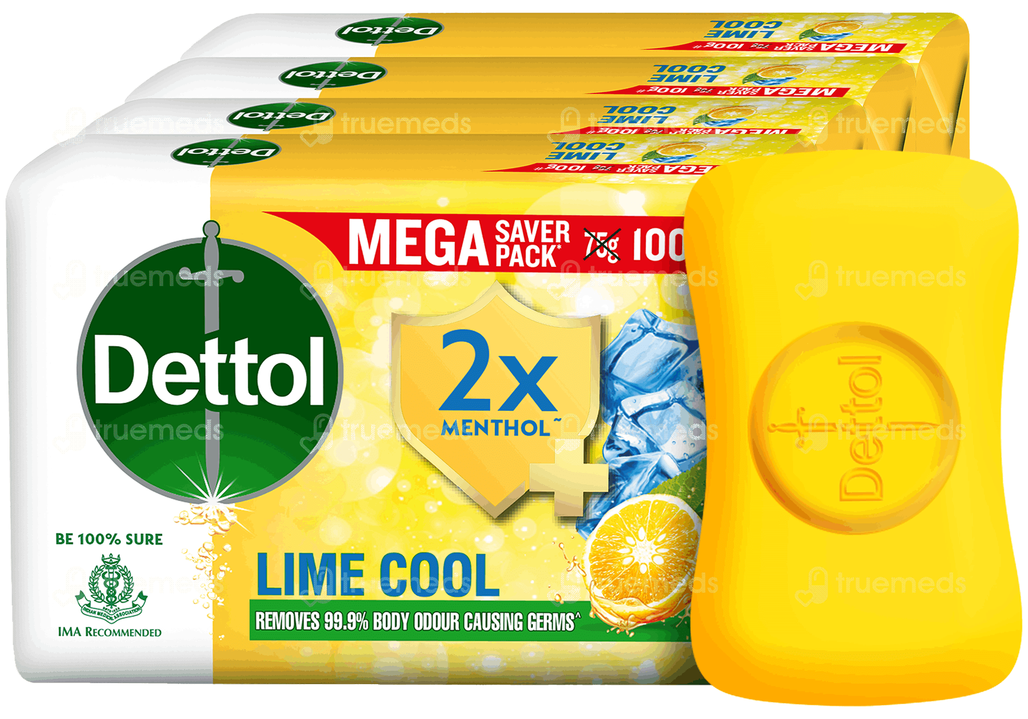 Dettol 2x Menthol Lime Cool Soap 100gm Pack Of 4 - Uses, Side Effects ...