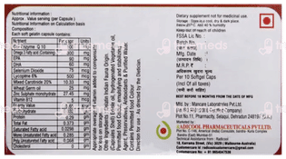 Q Comega L Soft Gelatin Capsule 10 - Uses, Side Effects, Dosage, Price ...