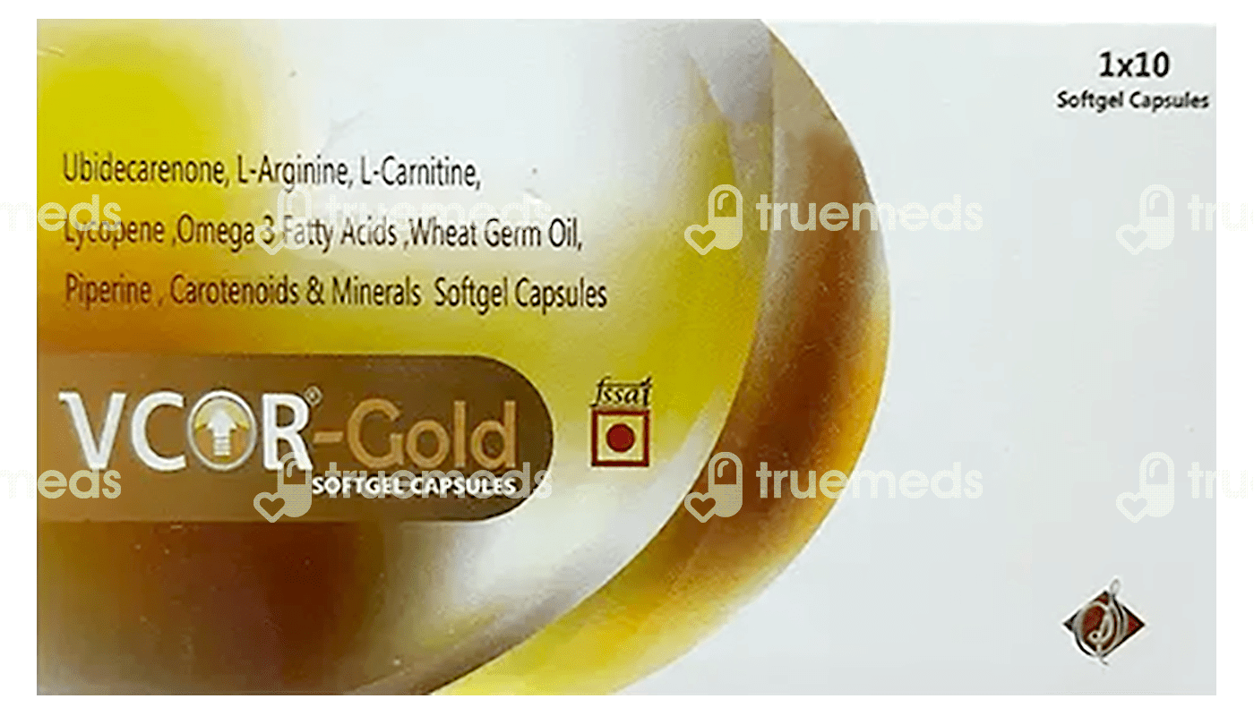 Vcor Gold Soft Gel Capsule 10 - Uses, Side Effects, Dosage, Price ...