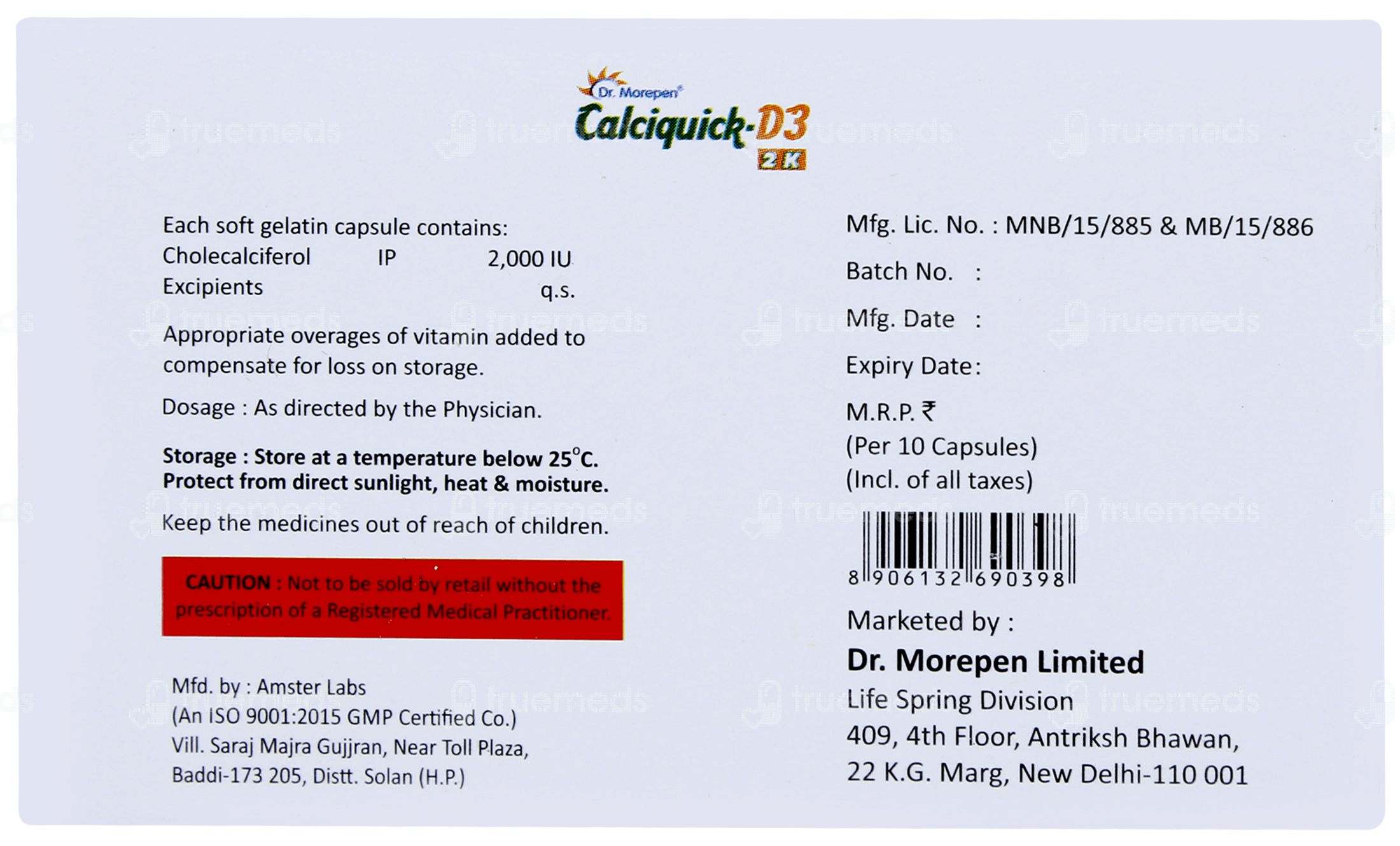 Calciquick D3 2k Capsule 10 - Uses, Side Effects, Dosage, Price | Truemeds