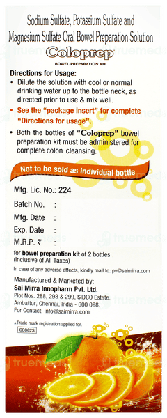 Coloprep Orange Flv Kit Solution 2177 Ml - Uses, Side Effects, Dosage ...