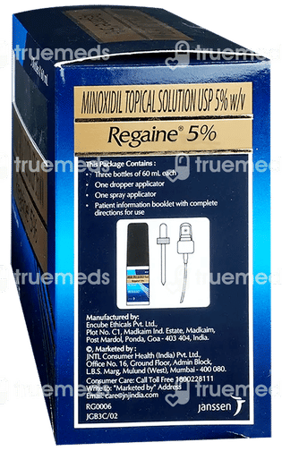 Regaine 5 Solution Pack Of 3 60 Ml - Uses, Side Effects, Dosage, Price ...