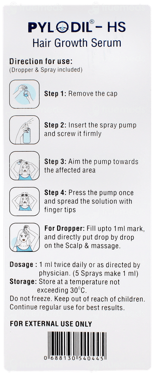 Pylodil Hs Hair Growth Serum 30 Ml - Uses, Side Effects, Dosage, Price ...