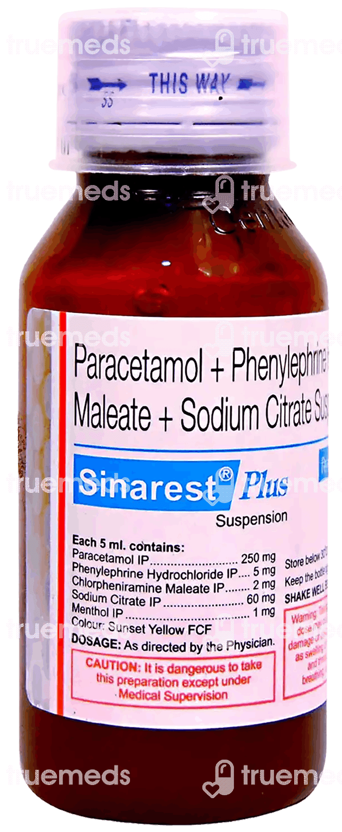 Sinarest Plus 250/5/2 Mg Suspension 60 Ml: Uses, Side Effects, Price ...
