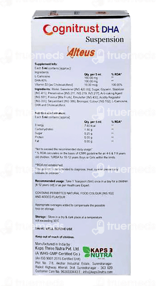 Cognitrust Dha Mango Flavour Suspension 200 Ml - Uses, Side Effects ...