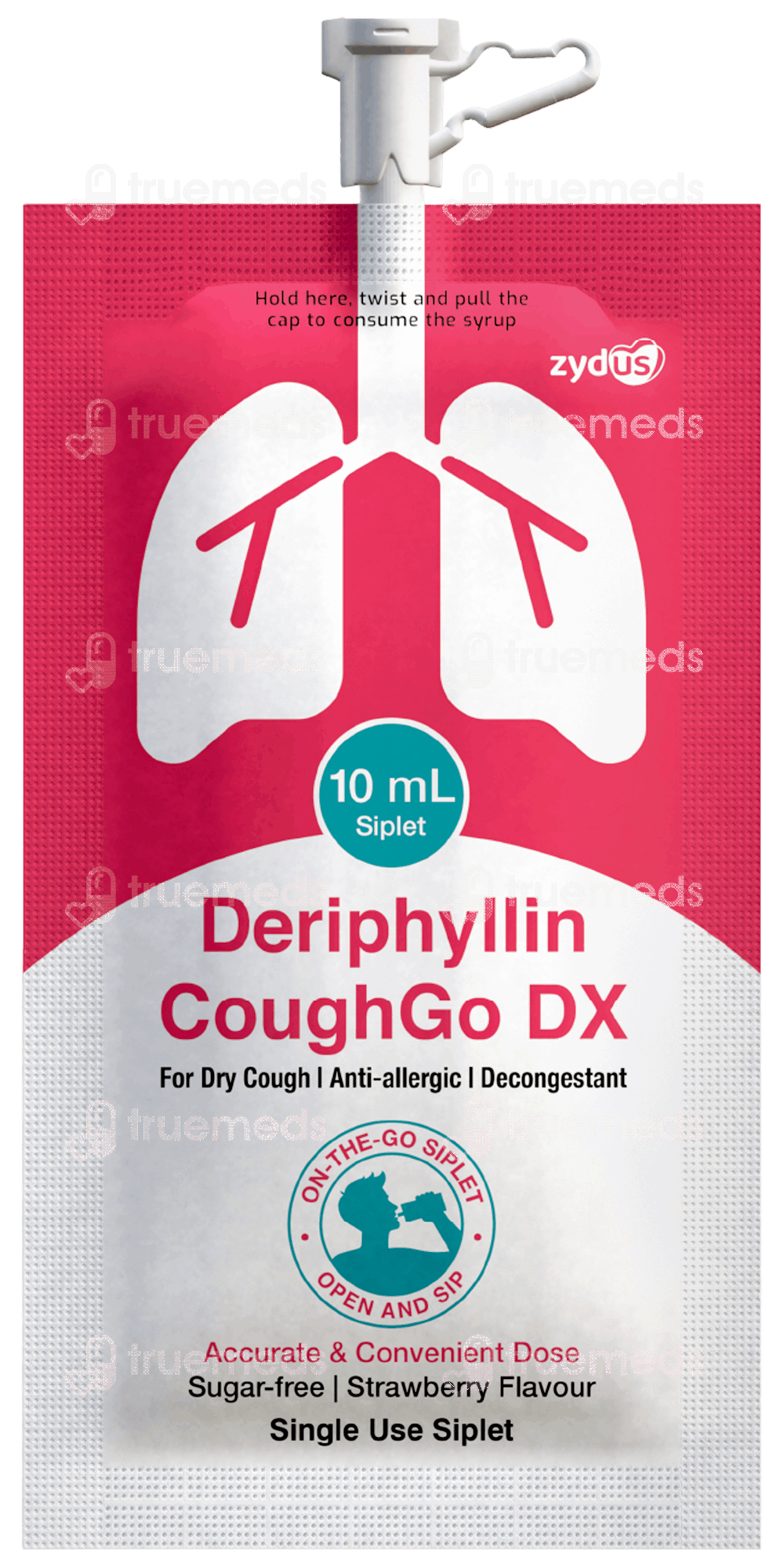 Deriphyllin Coughgo Dx Strawberry Flavour Sugar Free Syrup 10ml - Uses ...