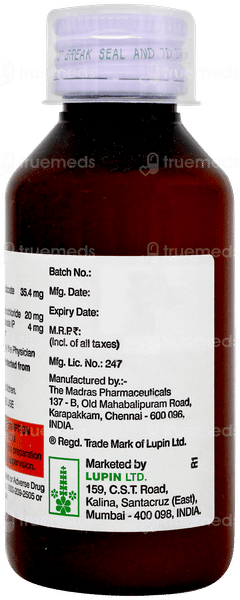 Lupituss Cpm 420 Mg Syrup 100 Ml - Uses, Side Effects, Dosage, Price ...