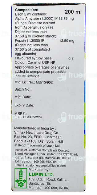 Lupizyme Plus 125/18.75 MG Syrup 200 ML | Order Lupizyme Plus 125/18.75 ...