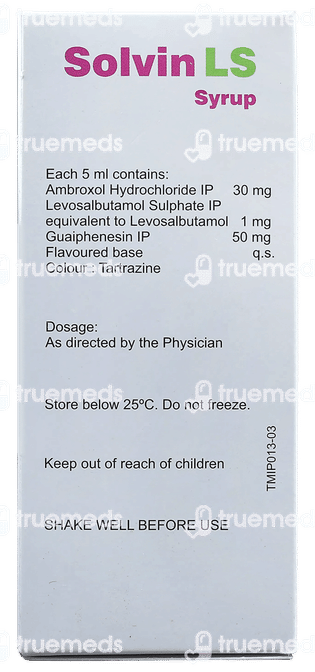 Solvin Ls 13050 Mg Syrup 100 Ml - Uses, Side Effects, Dosage, Price | Truemeds