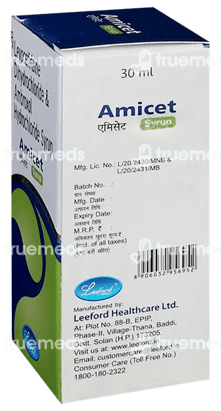 Amicet 2530 Mg Syrup 30 Ml - Uses, Side Effects, Dosage, Price | Truemeds