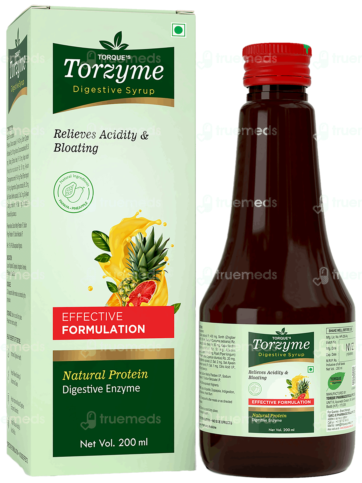 Torzyme Syrup 200 Ml - Uses, Side Effects, Dosage, Price | Truemeds