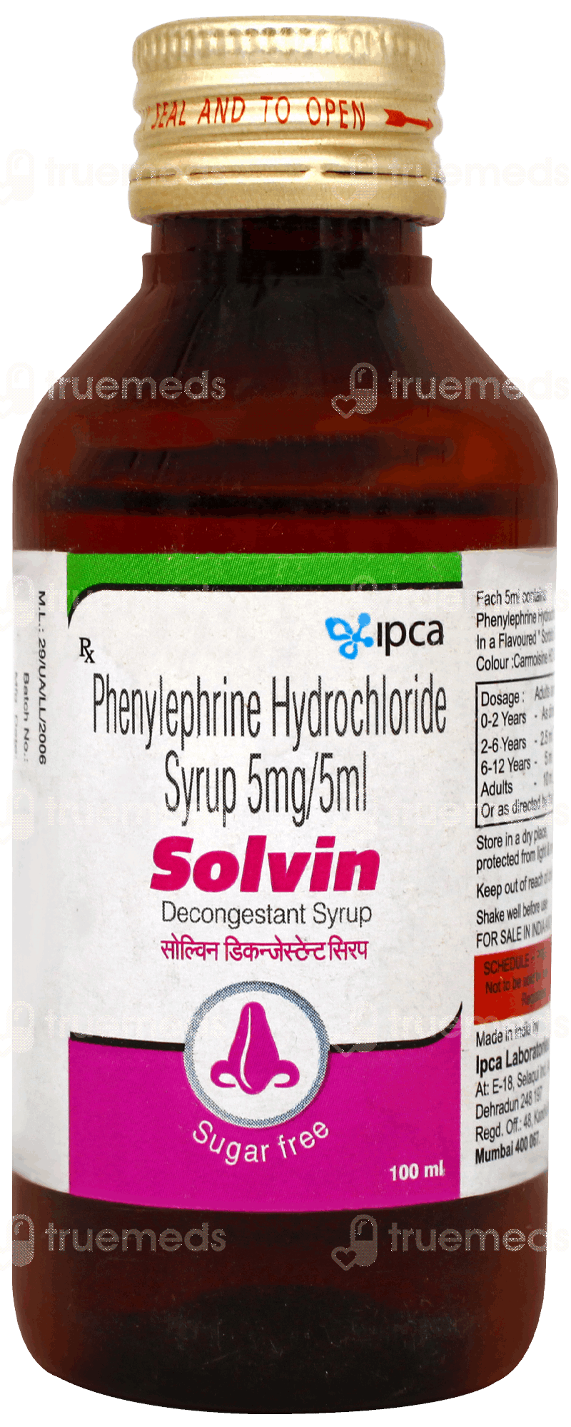 Solvin Decongestant 5 Mg Sf Syrup 100 Ml - Uses, Side Effects, Dosage ...