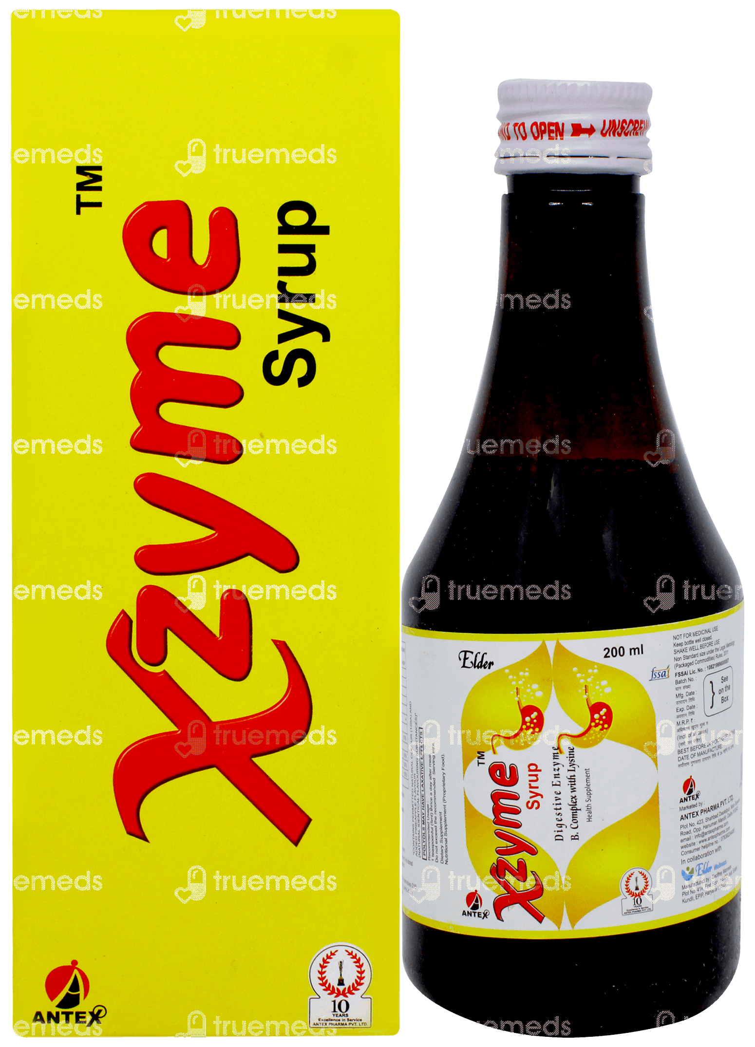 Xzyme Syrup 200 Ml - Uses, Side Effects, Dosage, Price | Truemeds