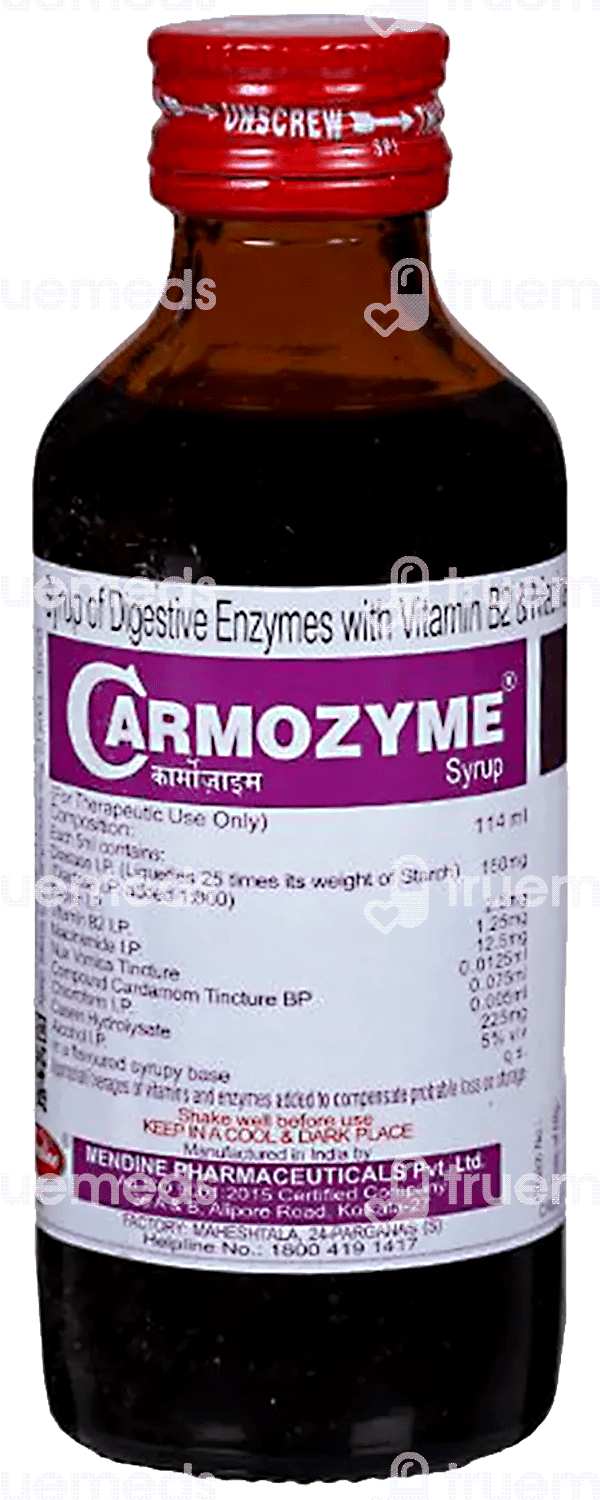 Carmozyme Syrup 114 Ml - Uses, Side Effects, Dosage, Price | Truemeds