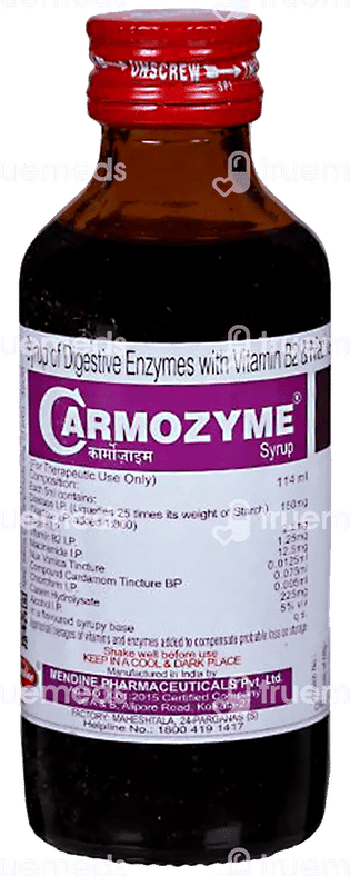 Carmozyme Syrup 114 Ml - Uses, Side Effects, Dosage, Price | Truemeds