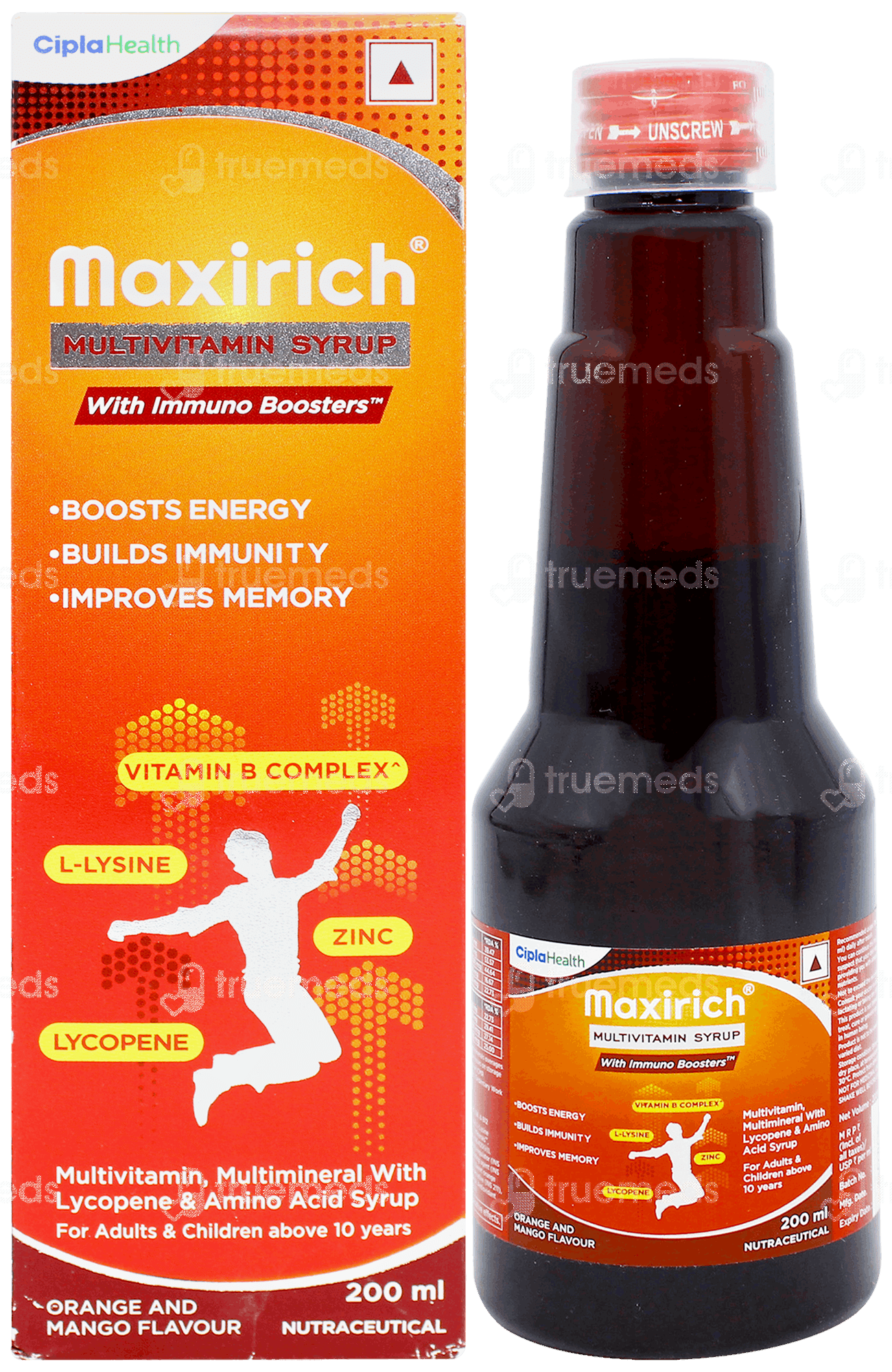 Maxirich Multivitamin Syrup Orange And Mango 200 Ml - Uses, Side ...