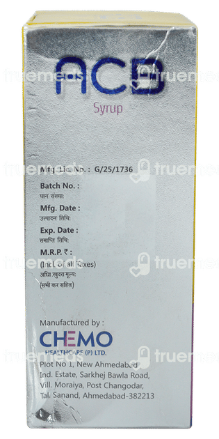 Acb Syrup 100 Ml - Uses, Side Effects, Dosage, Price | Truemeds
