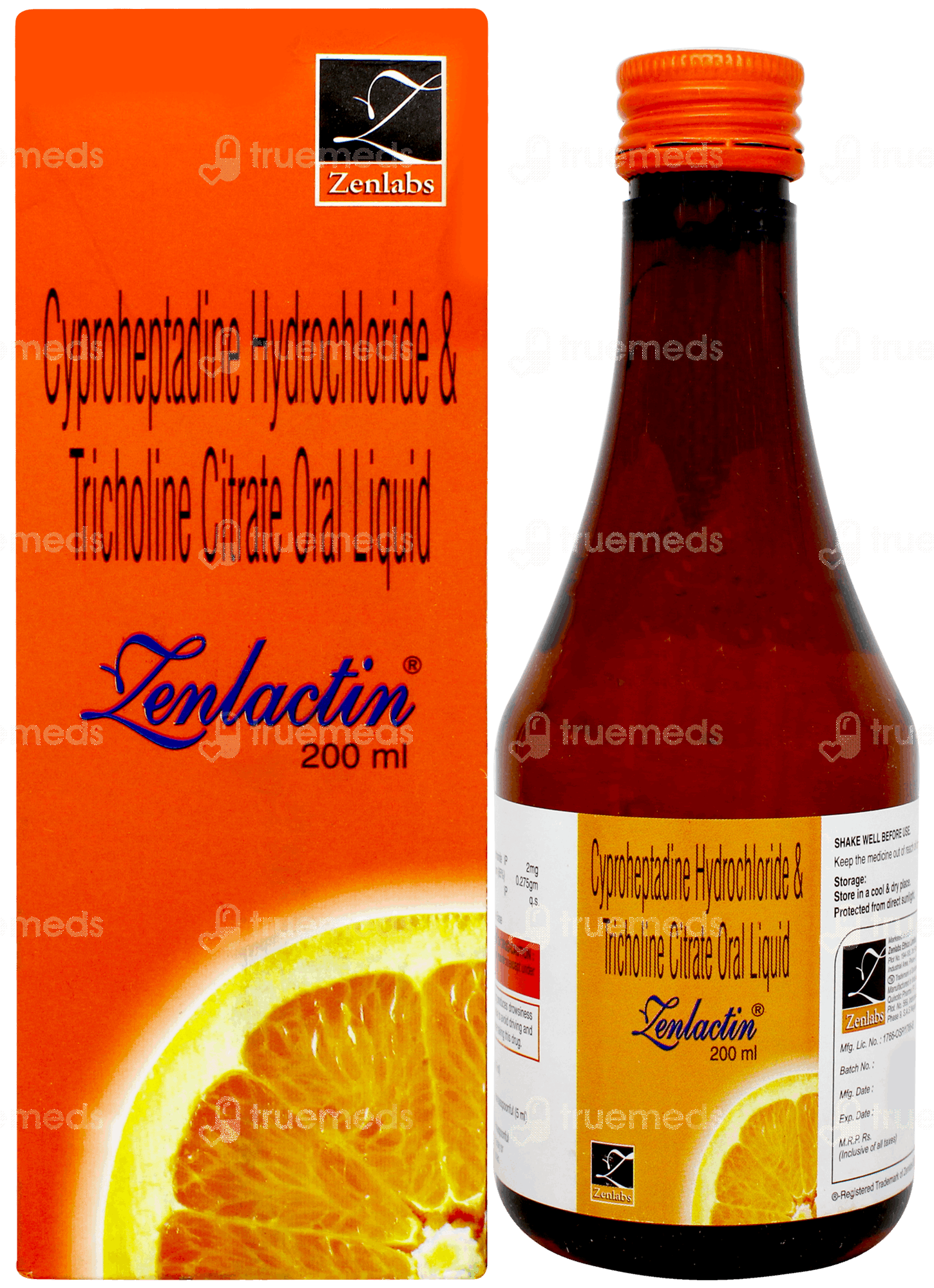 Zenlactin Orange Flavour Liquid 200ml: Uses, Side Effects, Price ...