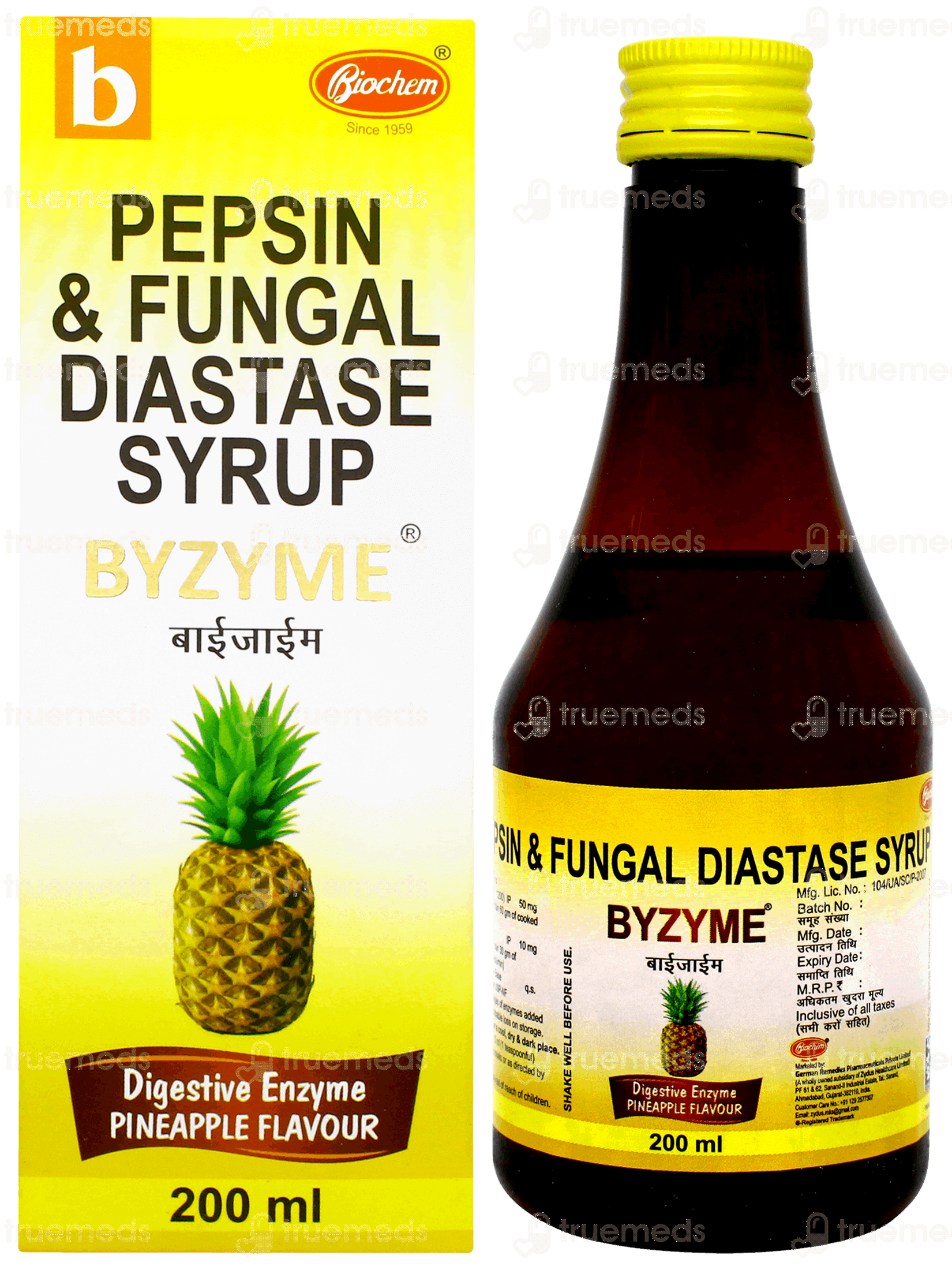 Byzyme Pineapple Flavour Syrup 200 Ml - Uses, Side Effects, Dosage ...