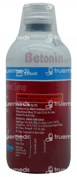 Betonin Ast Sugar Free Syrup 200 Ml - Uses, Side Effects, Dosage, Price ...