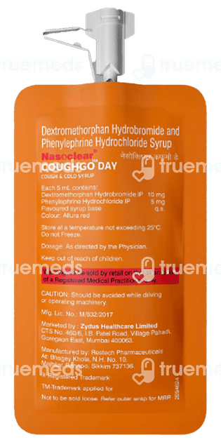 Nasoclear Coughgo Day Night Strawberry Flavour Sugar Free Syrup 10 Ml ...