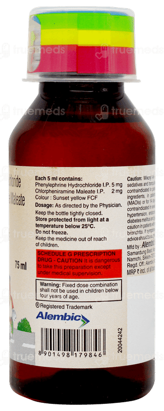 Wikoryl Af Syrup 75ml - Uses, Side Effects, Dosage, Price | Truemeds