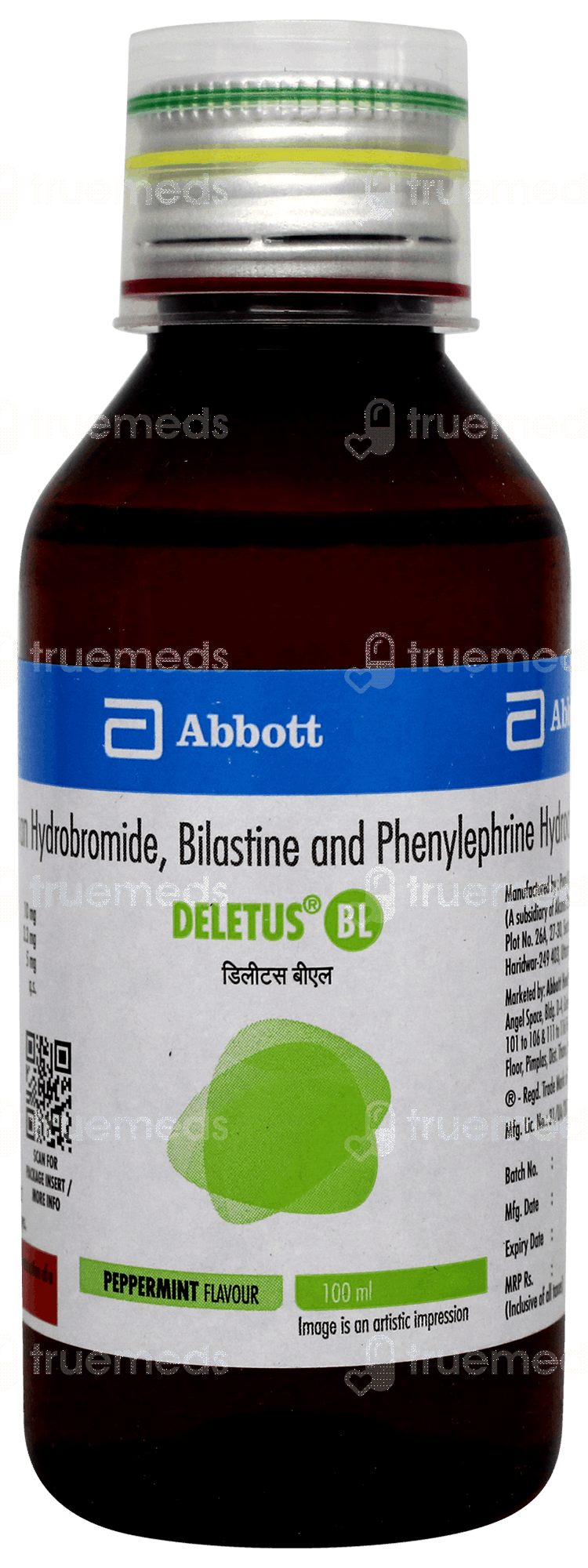 Deletus Bl Peppermint Flavour Syrup 100ml - Uses, Side Effects, Dosage ...