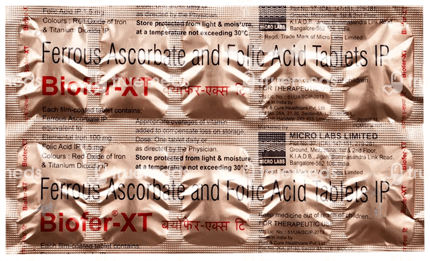 Biofer Xt 100/1.5 MG | Order Biofer Xt 100/1.5 MG Tablet Online at Truemeds