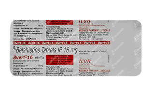Bvert 16 Mg Tablet 10 - Uses, Side Effects, Dosage, Price | Truemeds