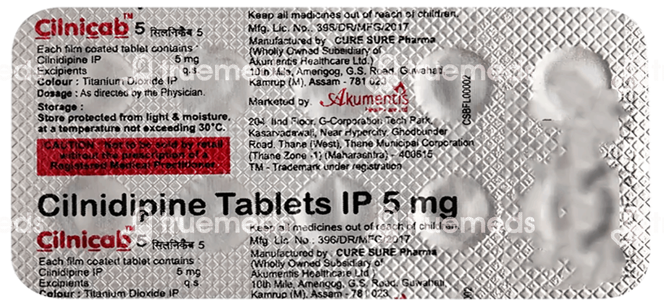 Cilnicab 5 Tablet 10: Uses, Side Effects, Price & Substitutes