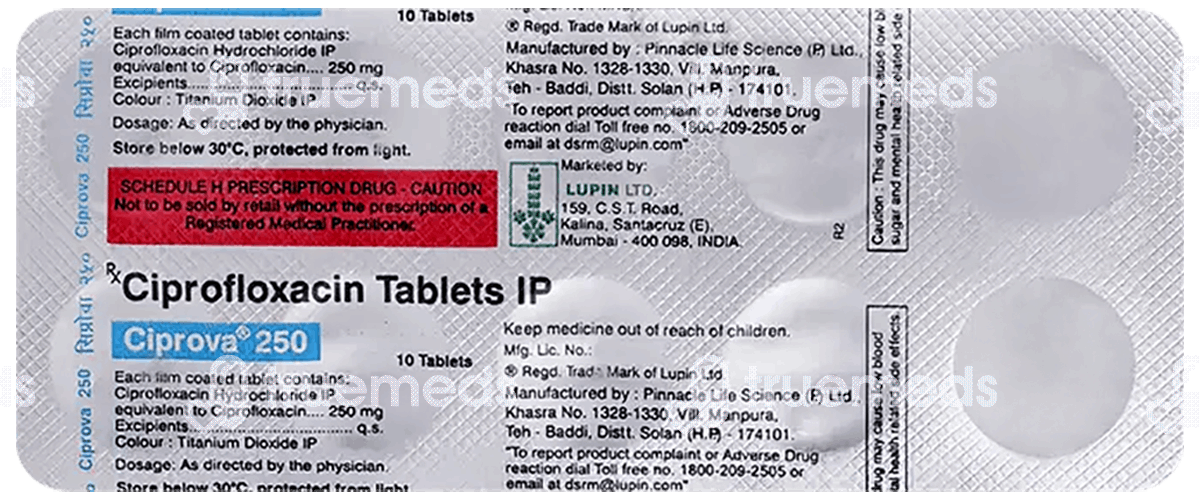 Ciprova 250 MG Tablet | Order CIPROVA 250 MG Tablet 10 Online at Truemeds