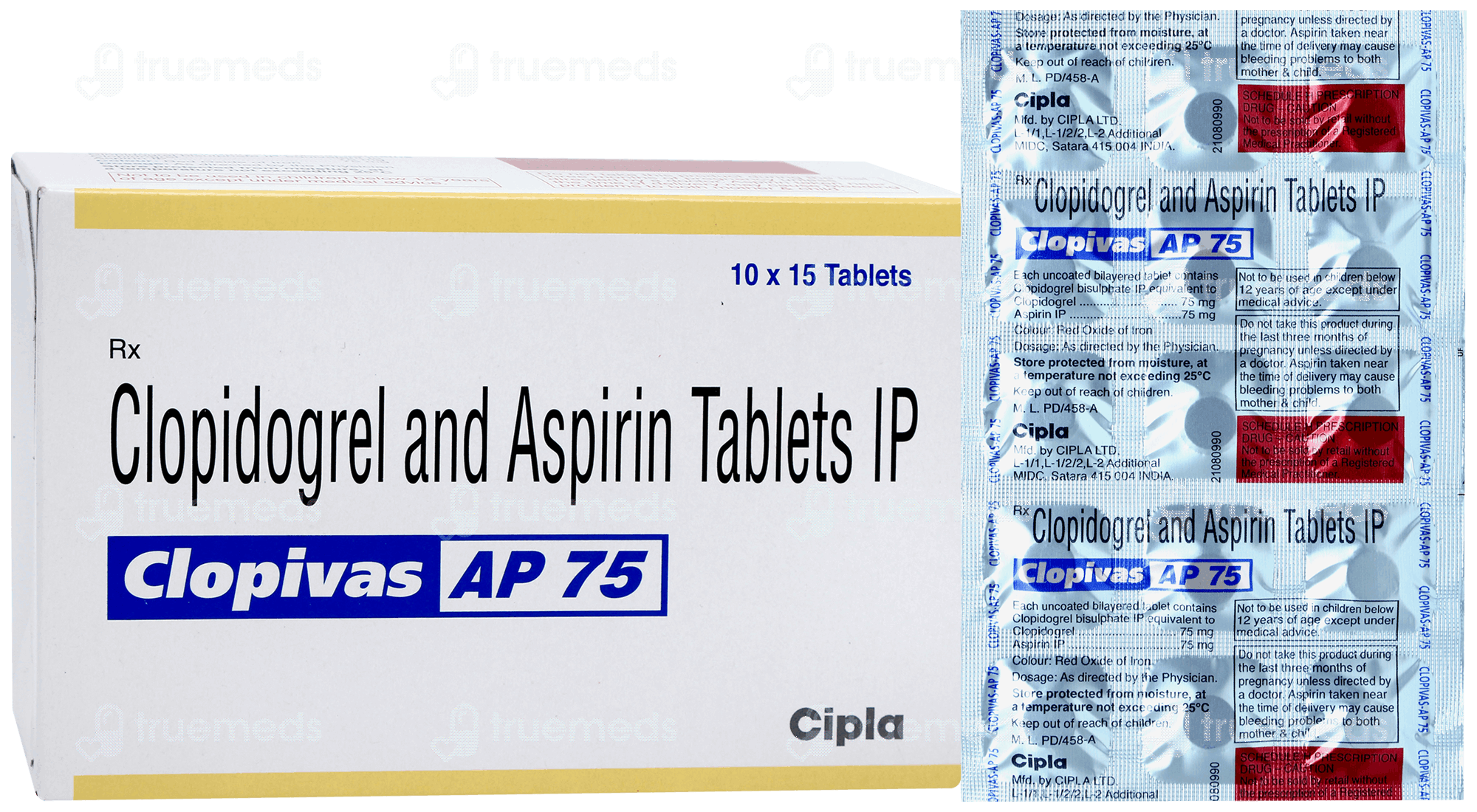 Clopivas Ap 75/75 MG | Order Clopivas Ap 75/75 MG Tablet Online at Truemeds