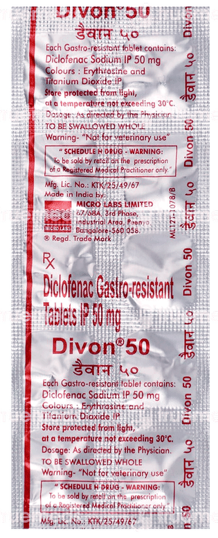 Divon 50 Mg Tablet 10 - Uses, Side Effects, Dosage, Price | Truemeds