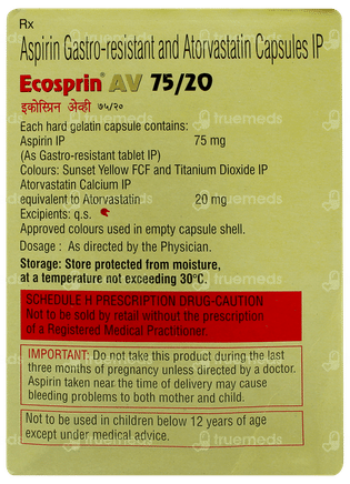 Ecosprin Av 20 75 Mg Capsule 10 - Uses, Side Effects, Dosage, Price ...