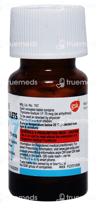 Eltroxin 75 MCG | Order Eltroxin 75 MCG Tablet Online at Truemeds