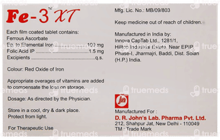 Fe 3 Xt 10015 Mg Tablet 10 - Uses, Side Effects, Dosage, Price | Truemeds
