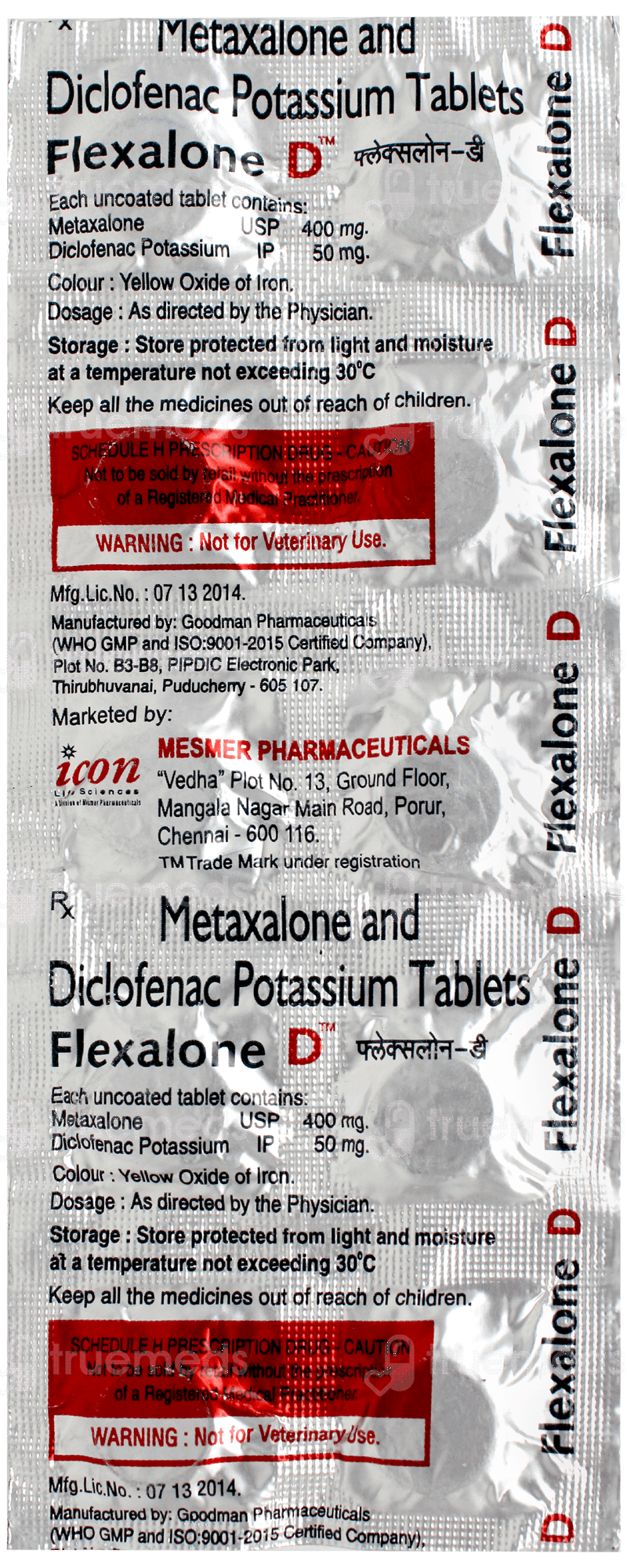 Flexalone D 40050 Mg Tablet 10 - Uses, Side Effects, Dosage, Price ...