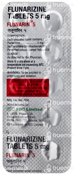 Flunarin 5 Mg Tablet 10 - Uses, Side Effects, Dosage, Price | Truemeds