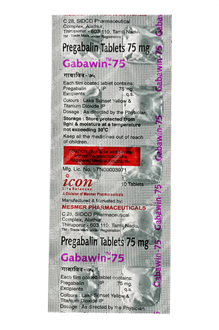 Gabawin 75 MG | Order Gabawin 75 MG Tablet Online at Truemeds
