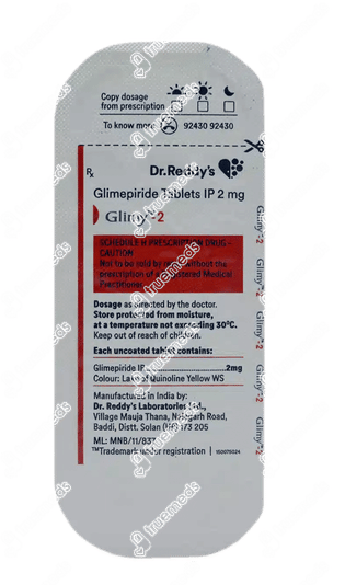 Glimy 2 Mg Tablet 14 - Uses, Side Effects, Dosage, Price | Truemeds