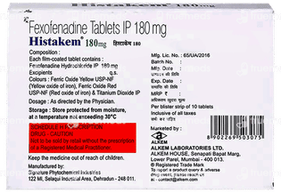 Histakem 180 Mg Tablet 10 - Uses, Side Effects, Dosage, Price | Truemeds