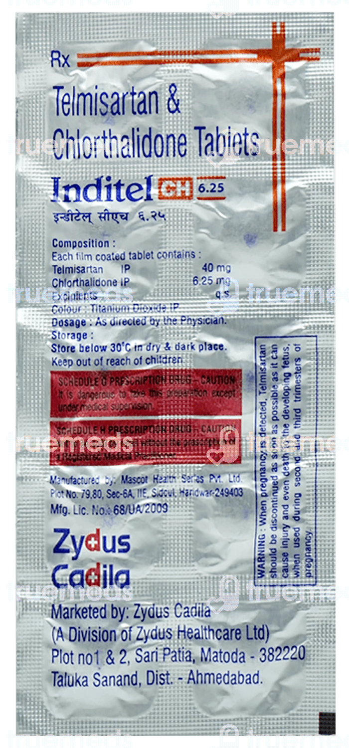 Inditel Ch 6.25 Tablet 10: Uses, Side Effects, Price & Substitutes