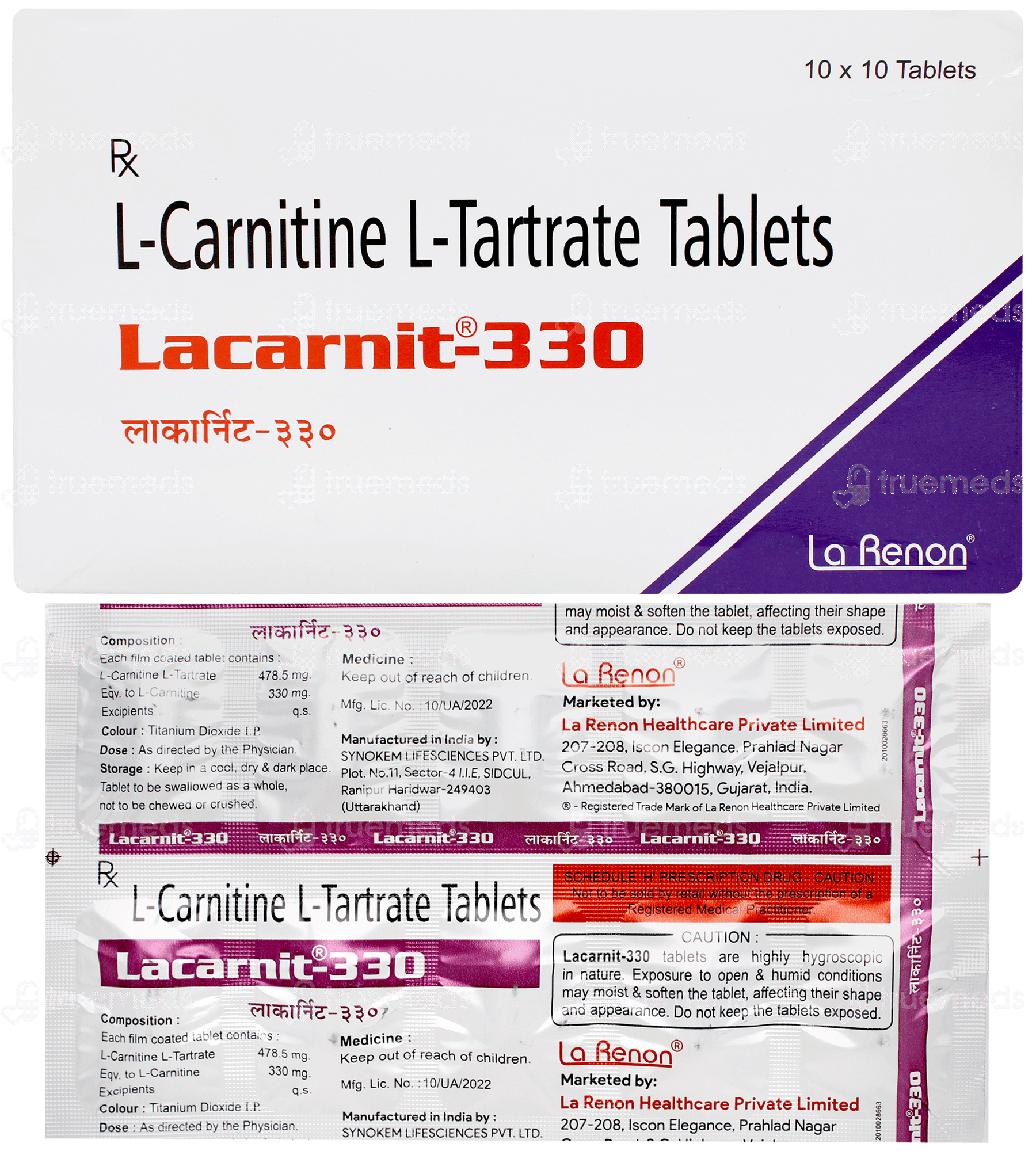 Lacarnit 330 MG Tablet | Order LACARNIT 330 MG Tablet 10 Online at Truemeds