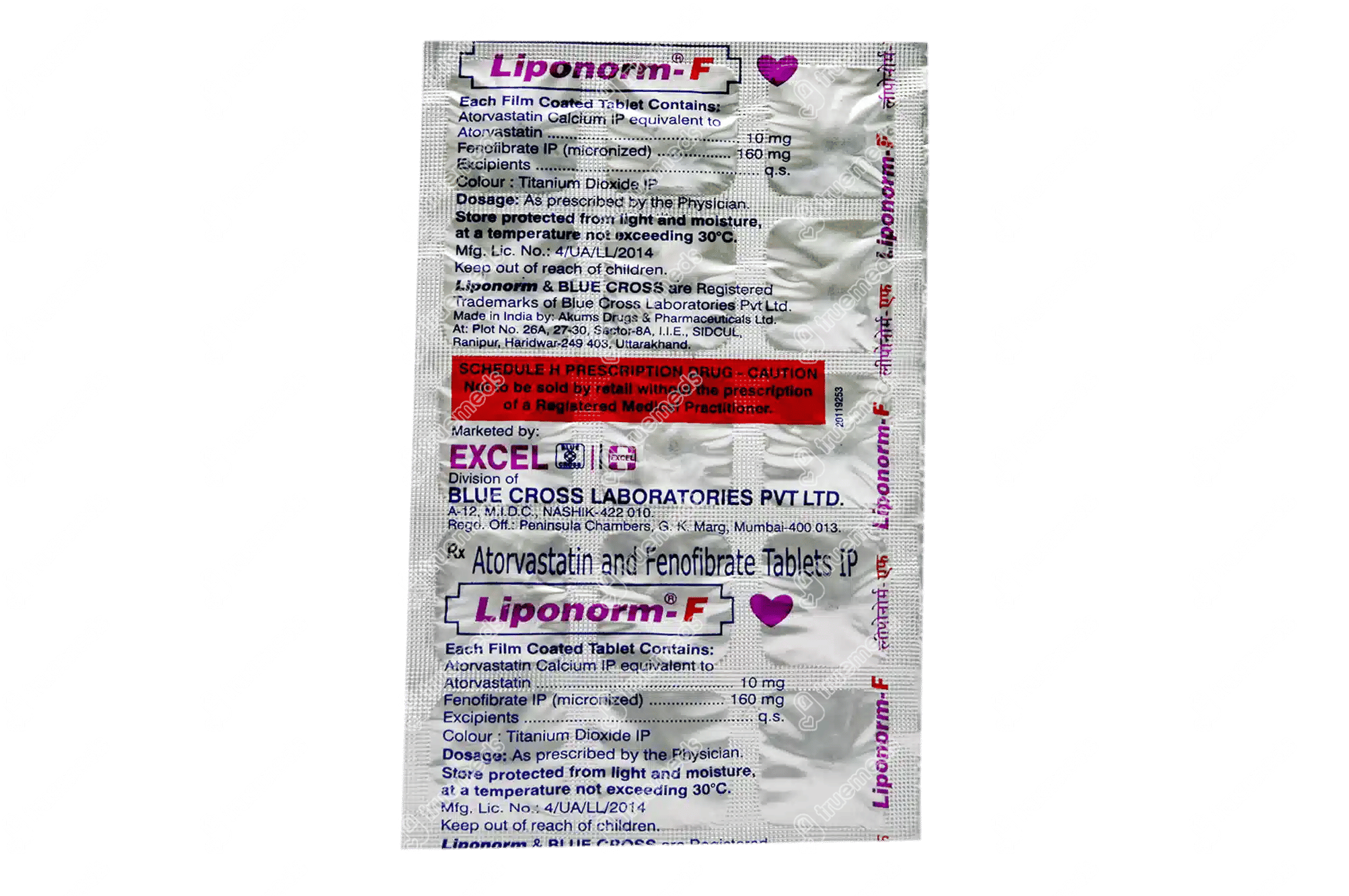 Liponorm F 10/160 MG | Order Liponorm F 10/160 MG Tablet Online at Truemeds