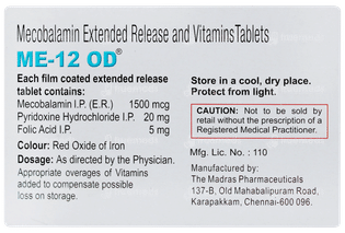 Me 12 Od Tablet: Uses, Side Effects, Price & Substitutes | Upto 17% Off*