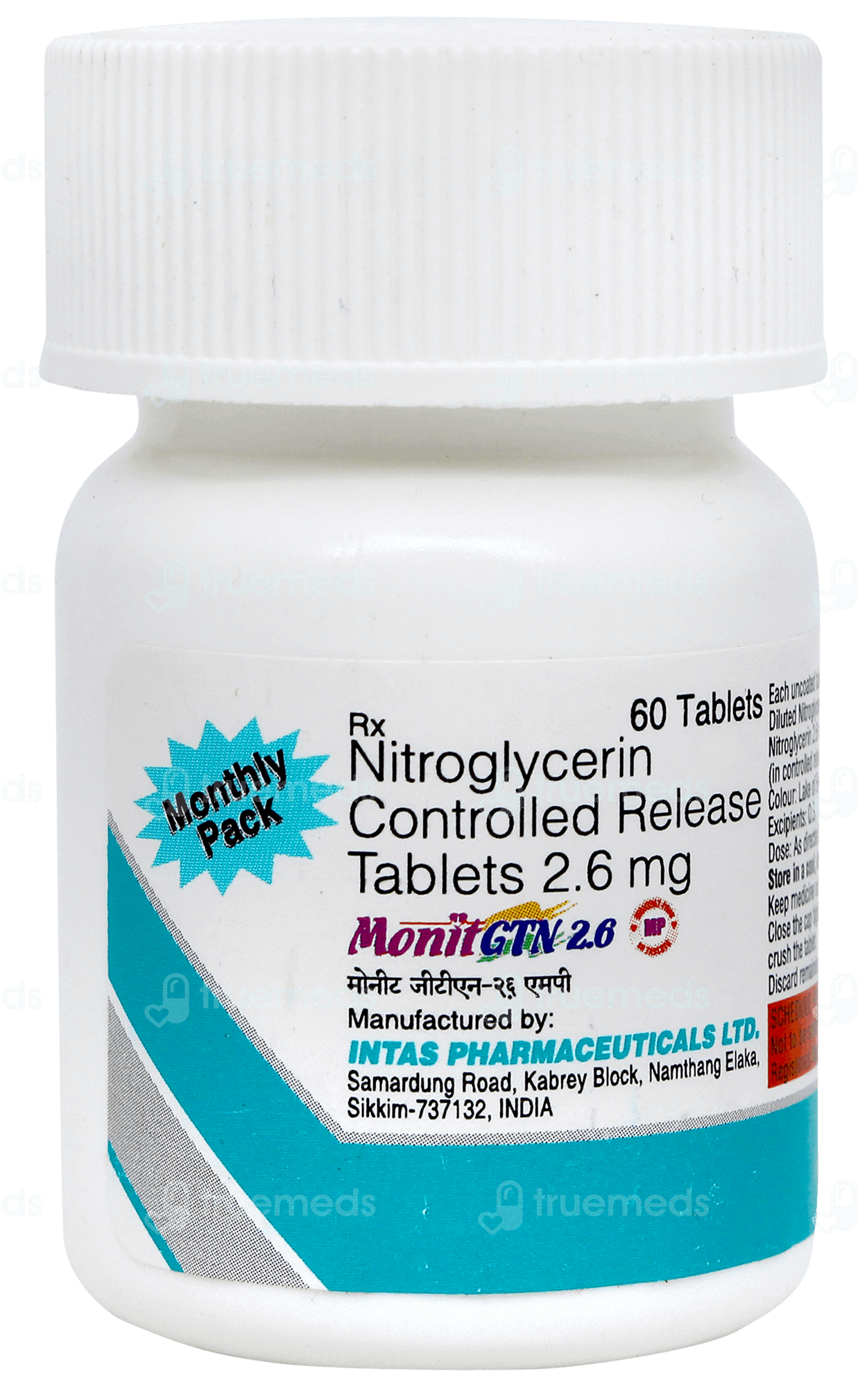 Monit Gtn 2.6 MG Tablet Cr 60: Uses, Side Effects, Dosage, Price | Truemeds