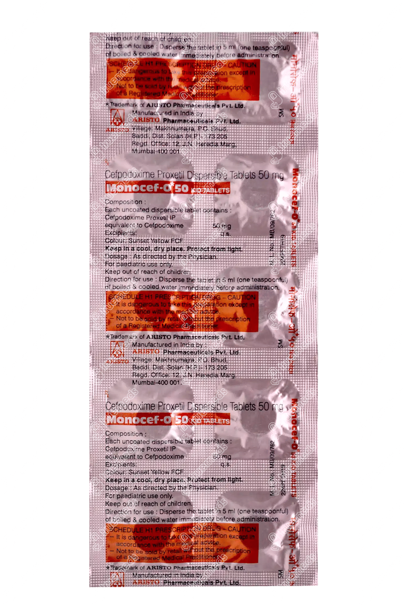 Monocef O Kid 50 Mg Tablet: Uses, Side Effects, Price & Substitutes